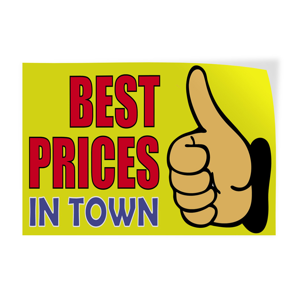 Decal Stickers Best Price in Town! White Blue Yellow Background Store ...
