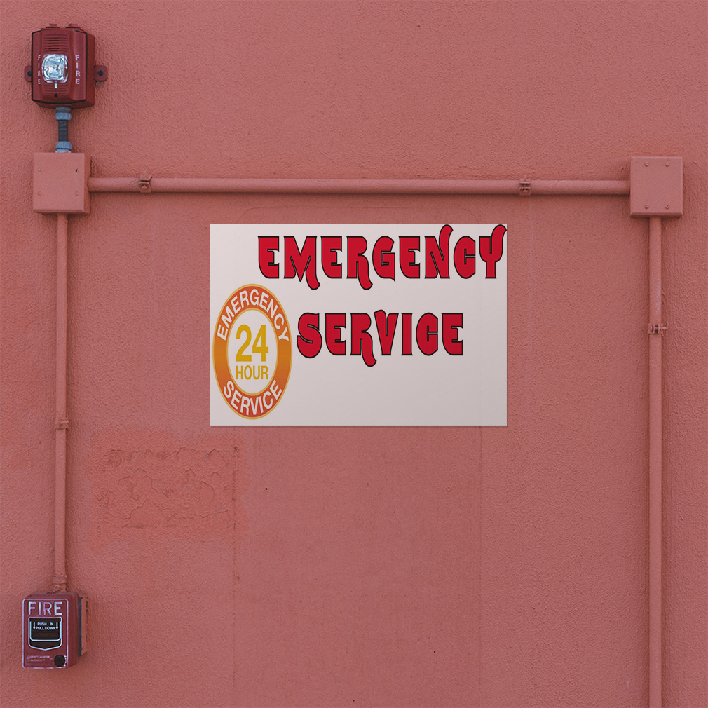 Decal Stickers Emergency Service Red Blue Vinyl Store Sign Label Health ...