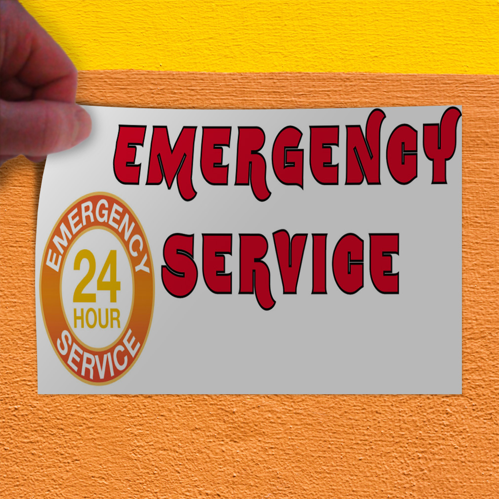 Decal Stickers Emergency Service Red Blue Vinyl Store Sign Label Health ...