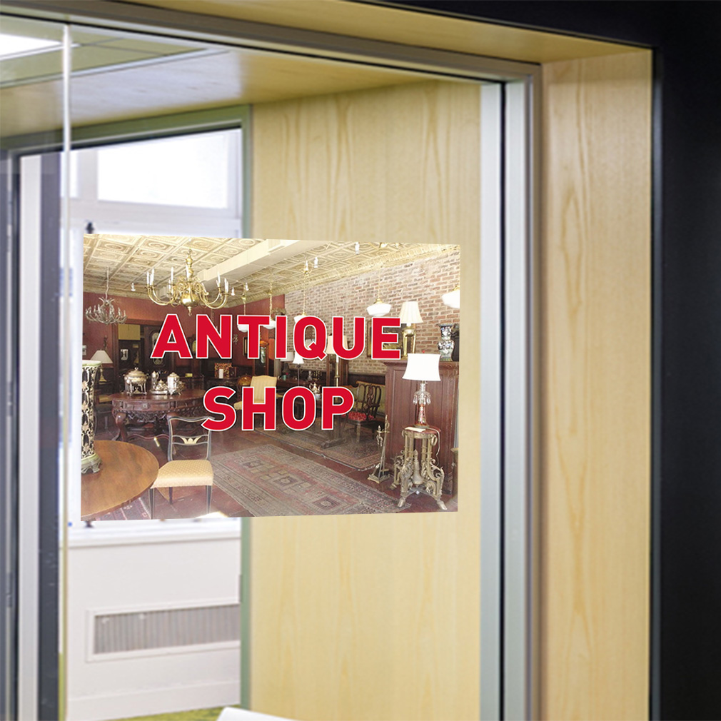 Decal Stickers Antique Shop Red Vinyl Store Sign Label Business | eBay