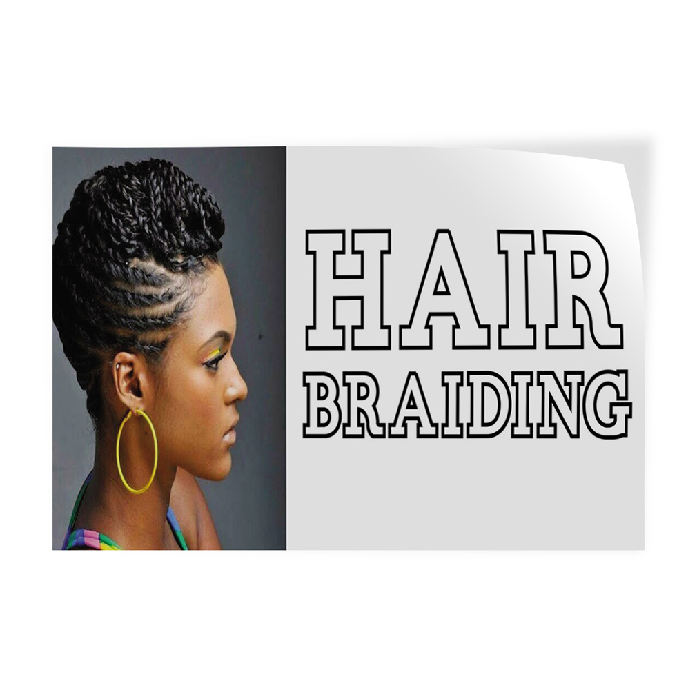 Decal Stickers Hair Braiding Black Vinyl Store Sign Label Business | eBay