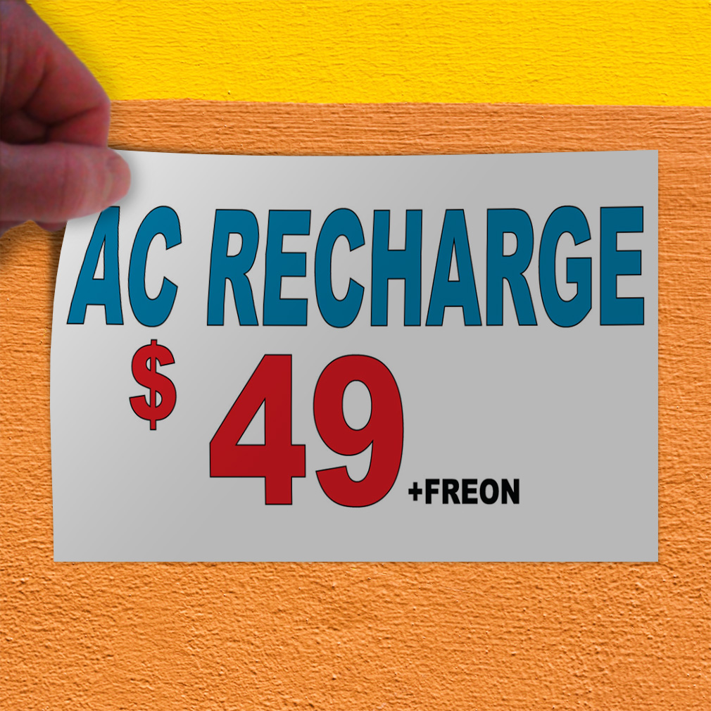 Decal Stickers Ac Recharge $49 Blue Red Auto Car Repair Shop Store Sign ...