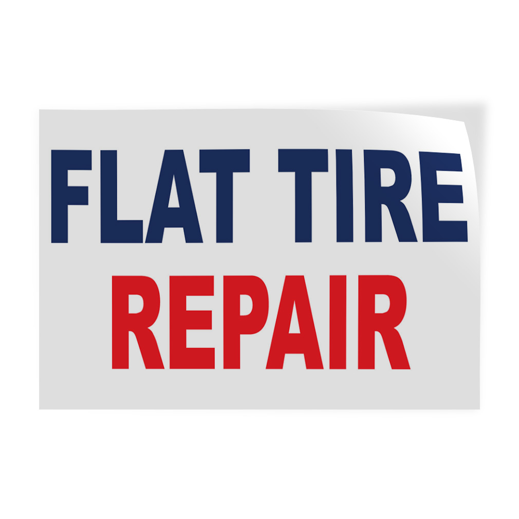 Decal Stickers Flat Tire Repair Blue Red Auto Car Repair Shop Store ...