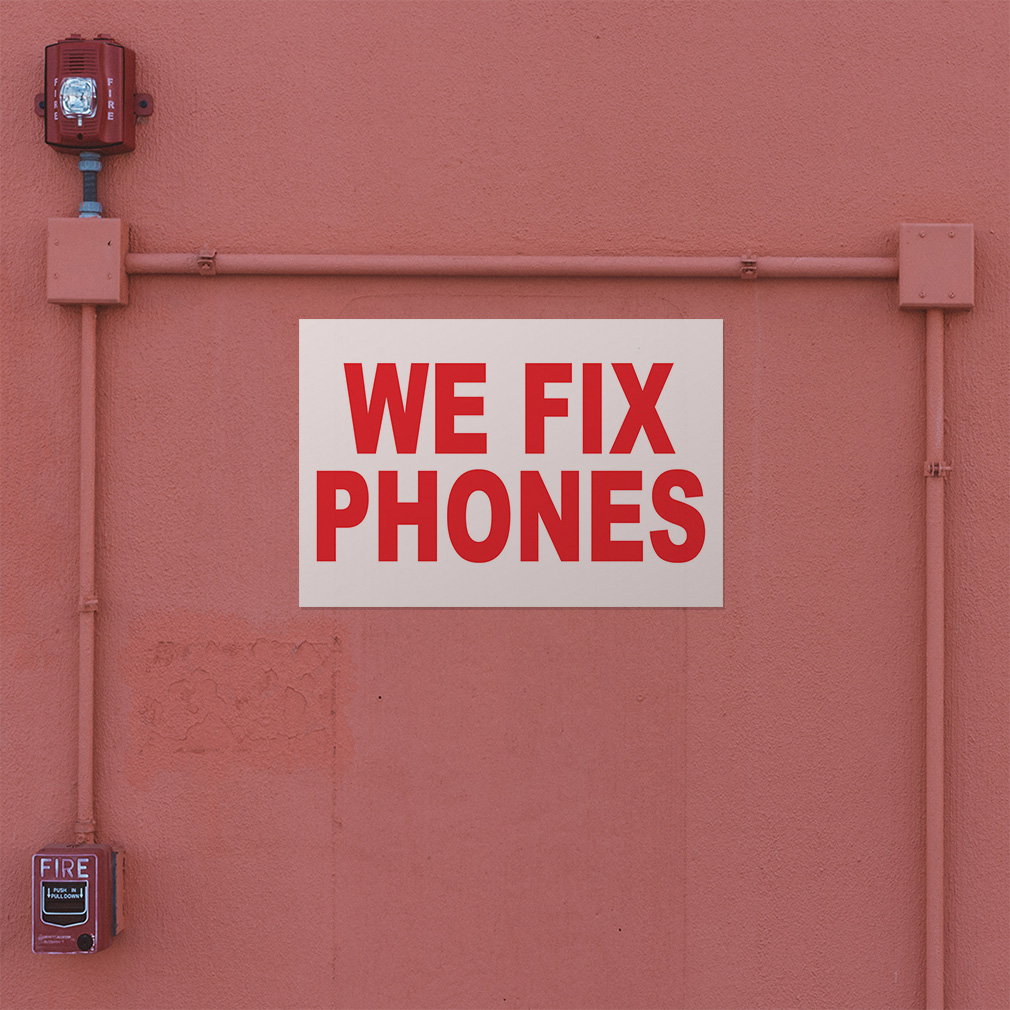 Decal Stickers We Fix Phones Red Vinyl Store Sign Label Retail | eBay