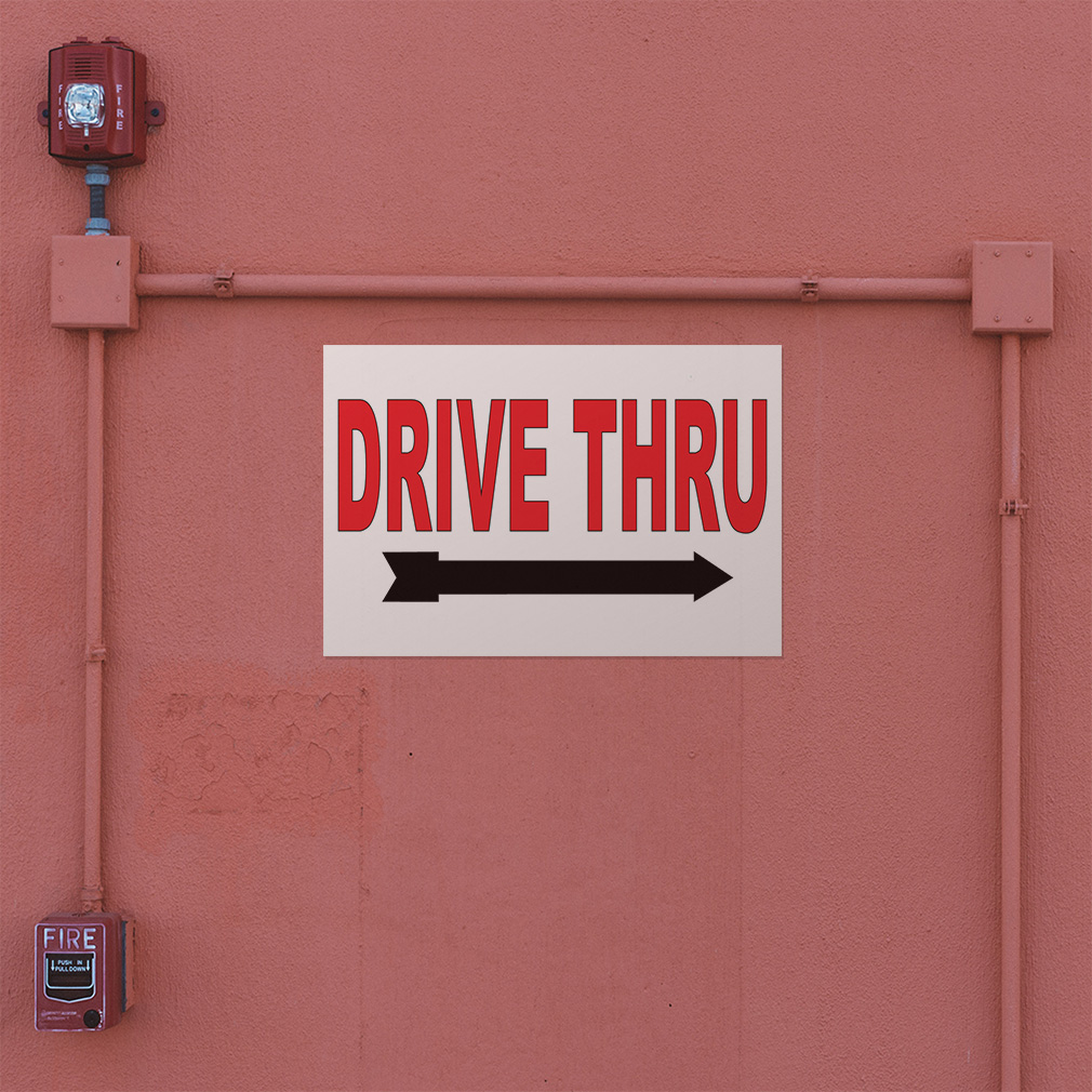 Decal Stickers Drive thru Red Background Vinyl Store Sign Label ...