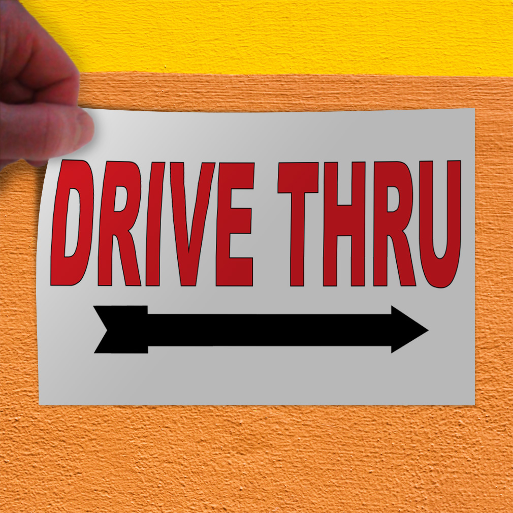 Decal Stickers Drive thru Red Background Vinyl Store Sign Label ...