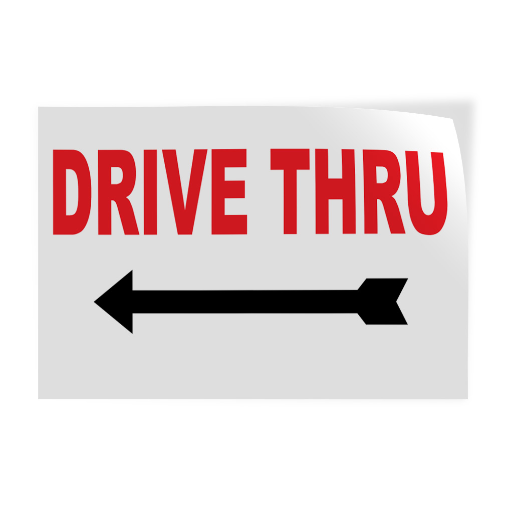 Decal Stickers Drive-Thru Arrow Left Vinyl Store Sign Label Business | eBay
