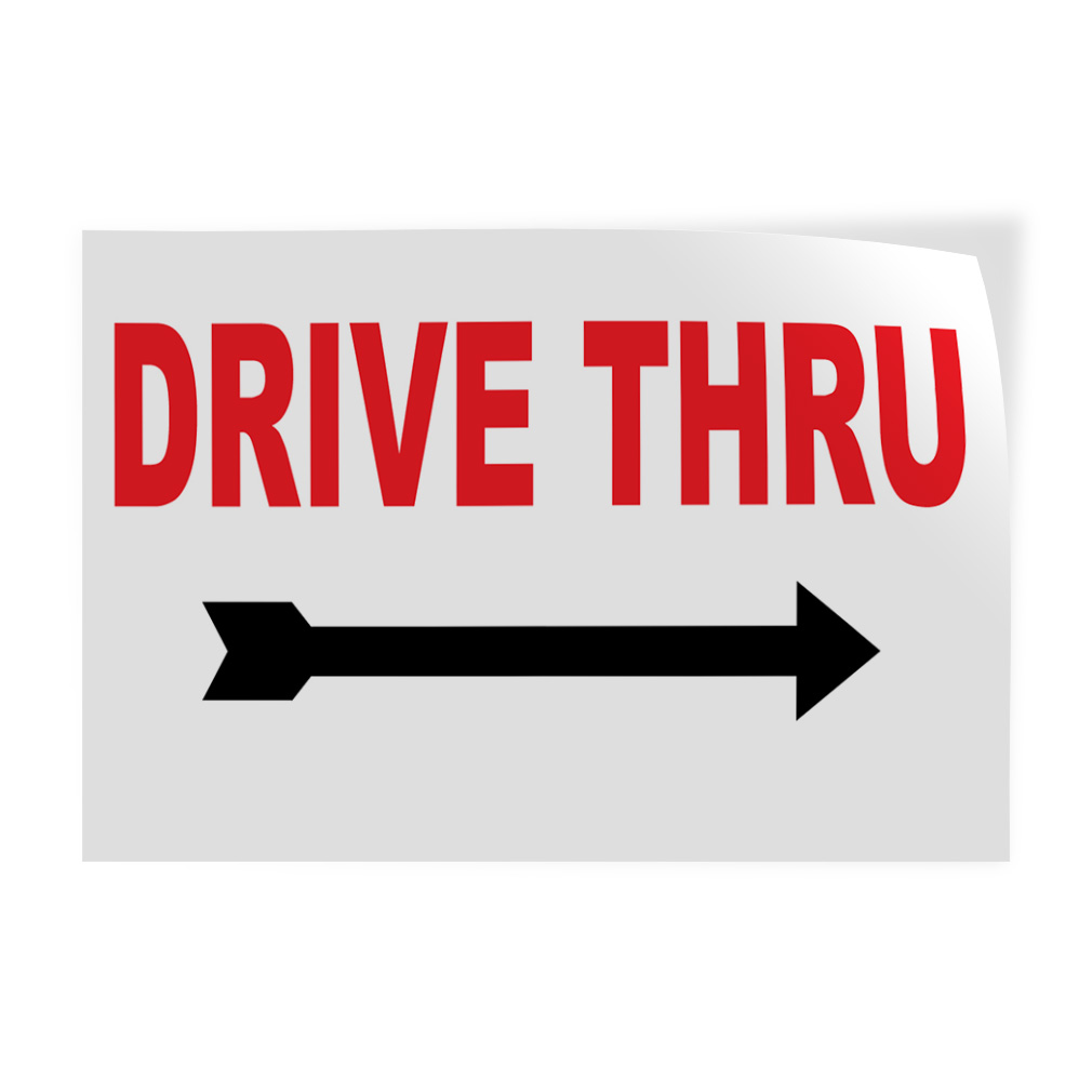 Decal Stickers Drive-Thru Arrow Right Vinyl Store Sign Label Business ...