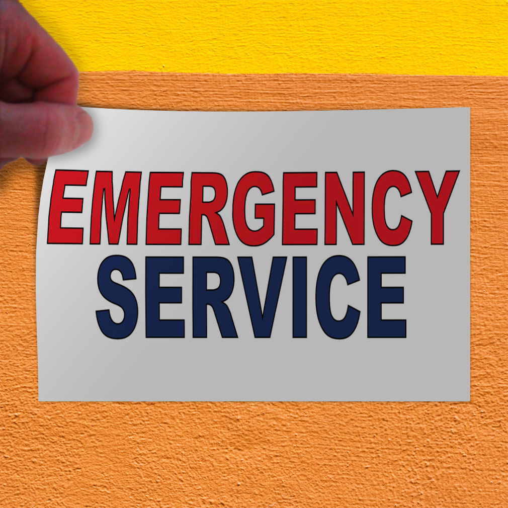 Decal Stickers Emergency Service Red Blue Vinyl Store Sign Label Health ...