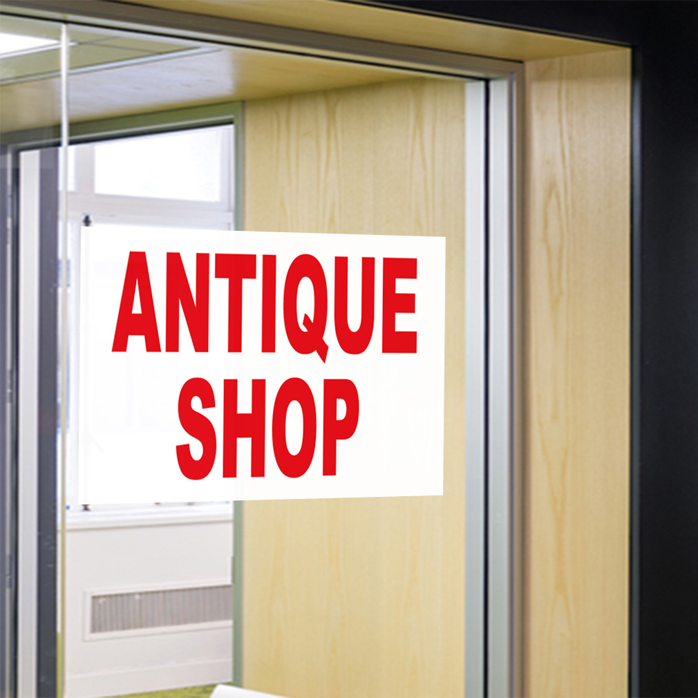 Decal Stickers Antique Shop Red Vinyl Store Sign Label Business | eBay