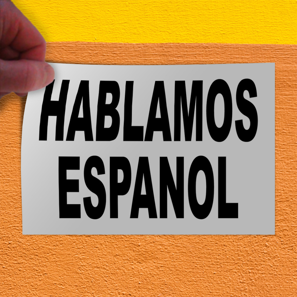 Decal Stickers Hablamos Espanol Black Vinyl Store Sign Label Foreign ...