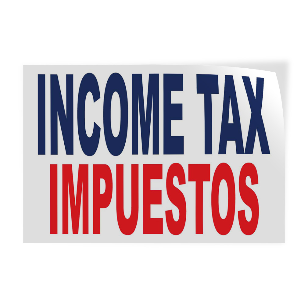 Decal Stickers Income Tax Impuestos Blue Red Vinyl Store Sign Label ...