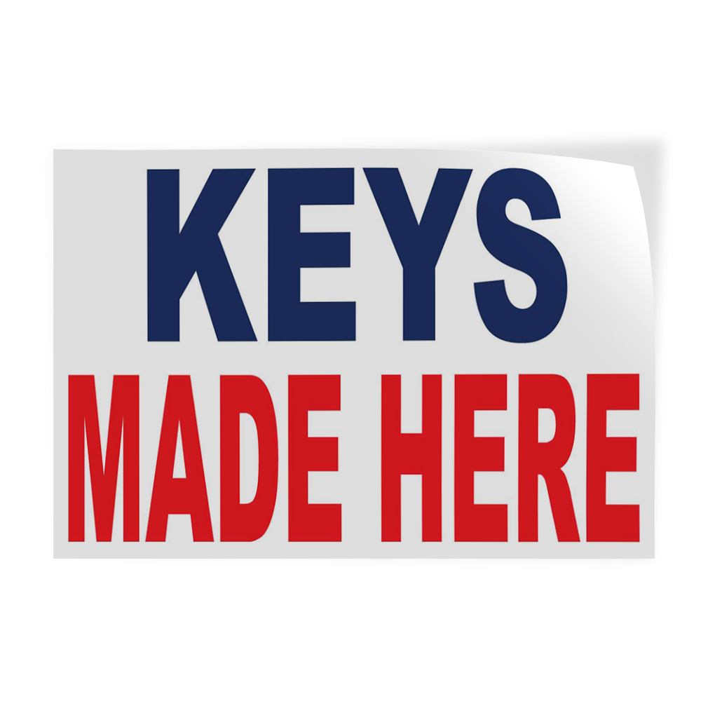 Decal Stickers Keys Made Here Blue Red Vinyl Store Sign Label Business ...