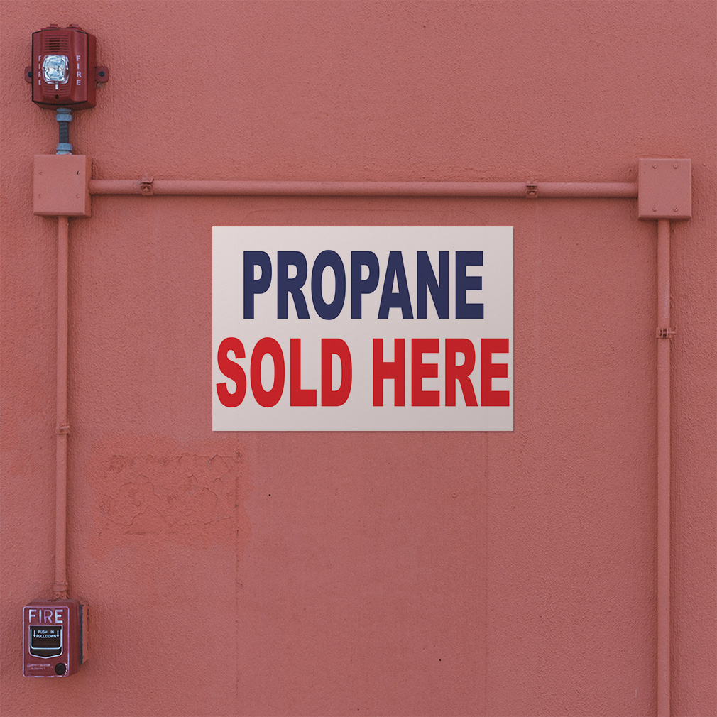 Decal Stickers Propane Sold Here Blue Red Vinyl Store Sign Label ...