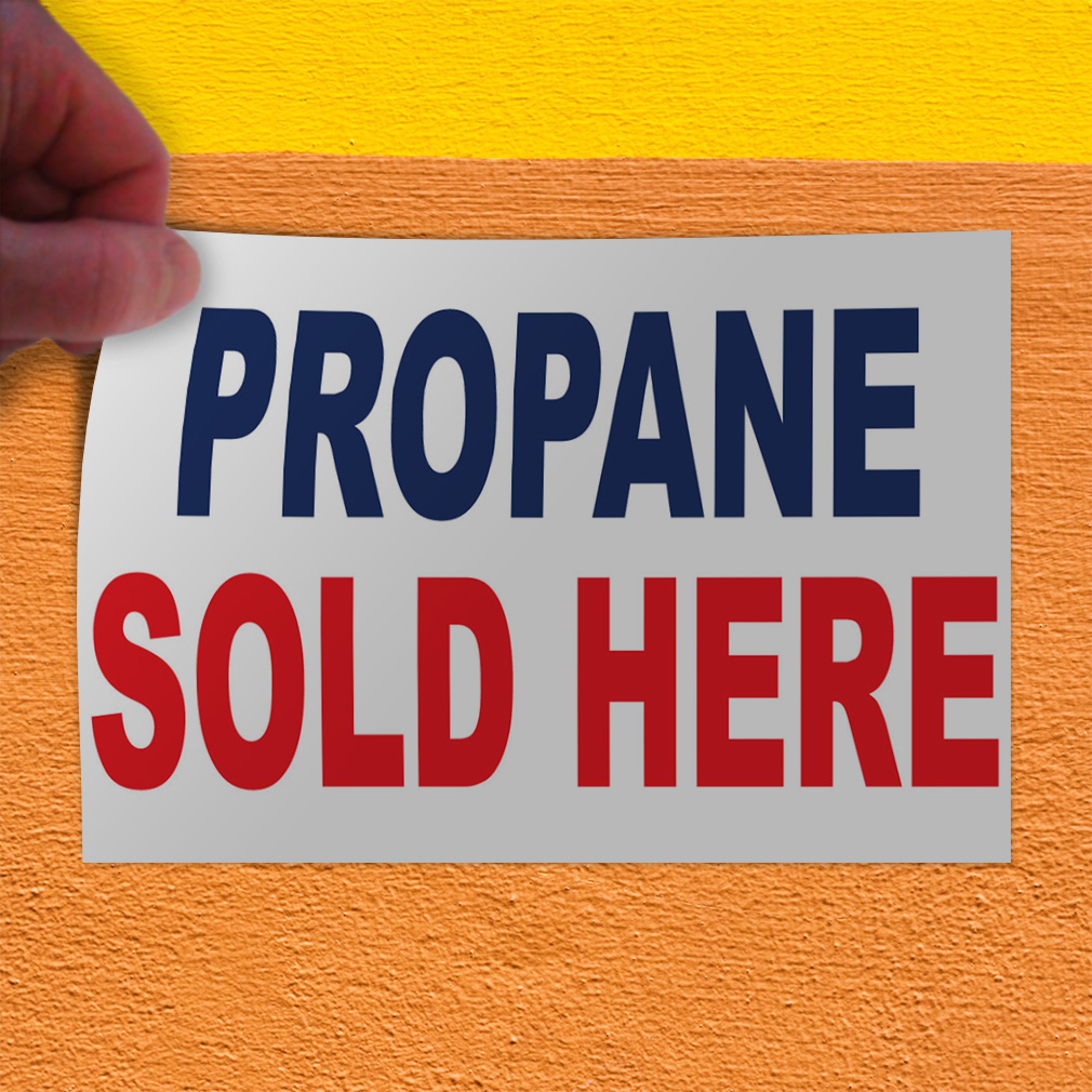 Decal Stickers Propane Sold Here Blue Red Vinyl Store Sign Label ...