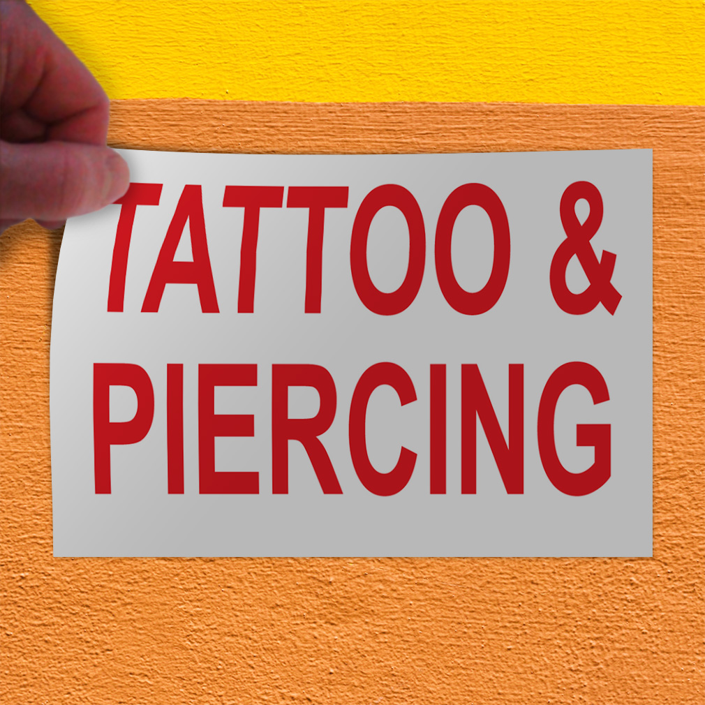 Decal Stickers Tattoo & Piercing Red Vinyl Store Sign Label Business | eBay