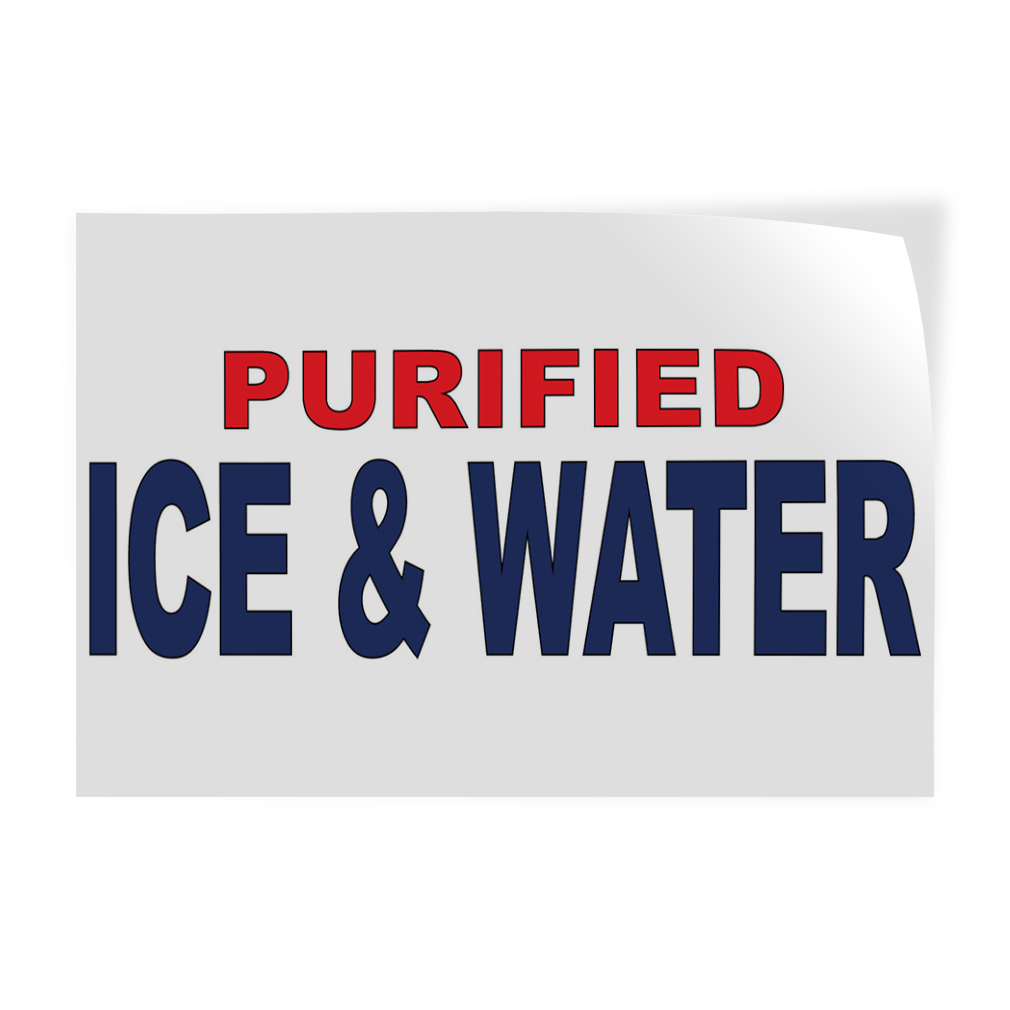 Decal Stickers Purified Ice & Water Red Vinyl Store Sign Label ...