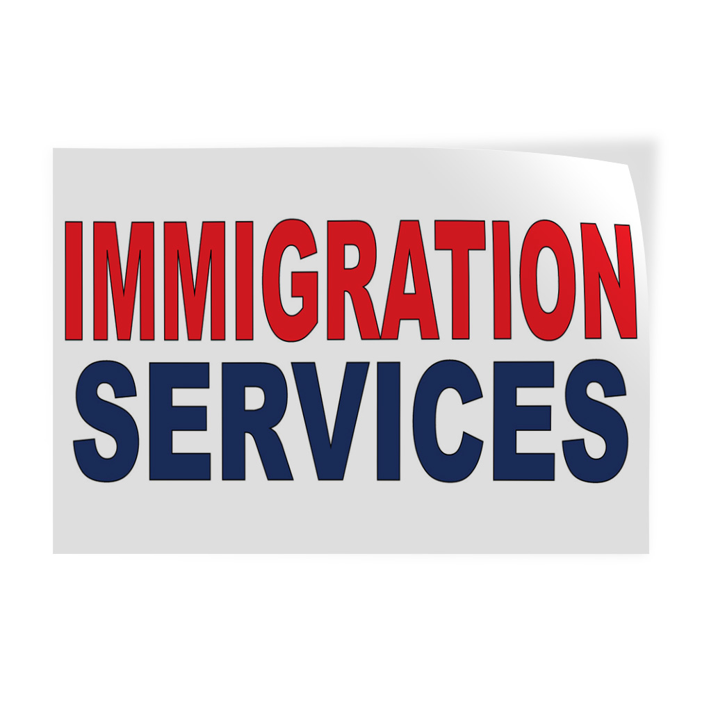 Decal Stickers Immigration Services Red Blue Vinyl Store Sign Label ...