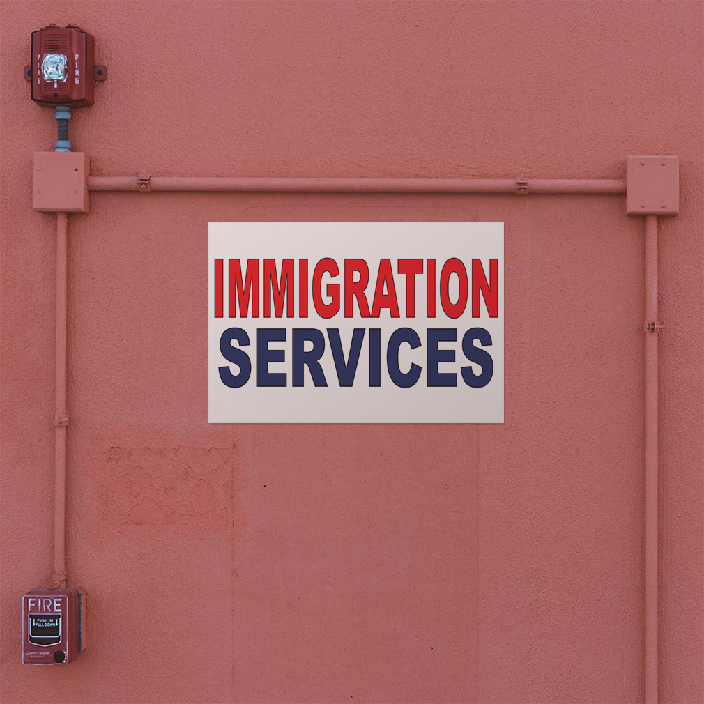 Decal Stickers Immigration Services Red Blue Vinyl Store Sign Label ...