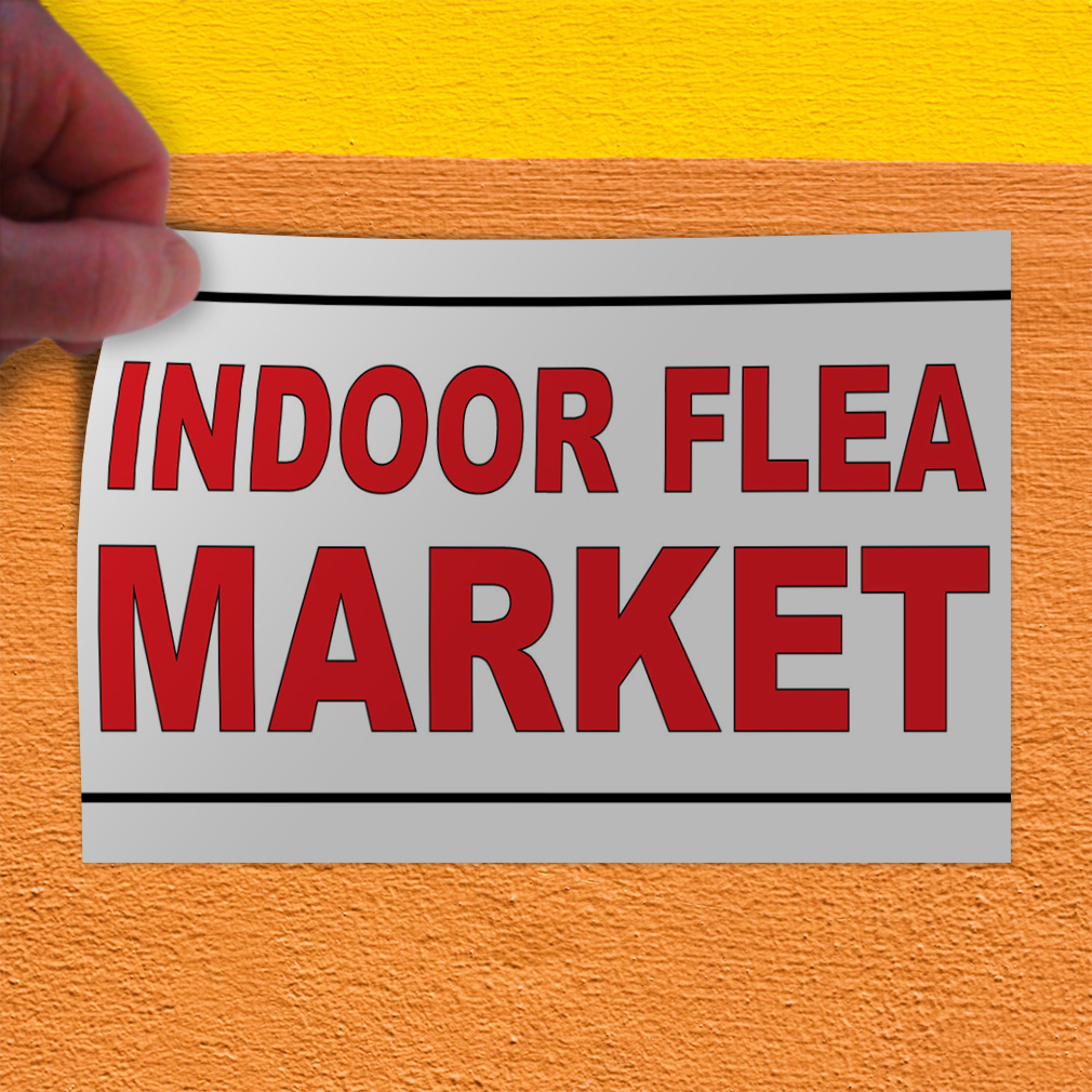 Decal Stickers Indoor Flea Market Red Vinyl Store Sign Label Business ...