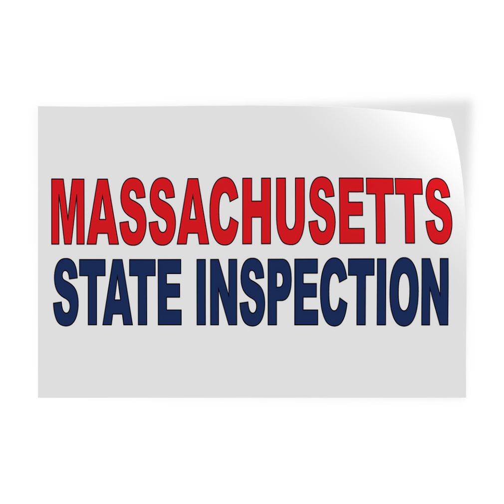 Decal Stickers Massachusetts State Inspection Red Blue Vinyl Store Sign ...