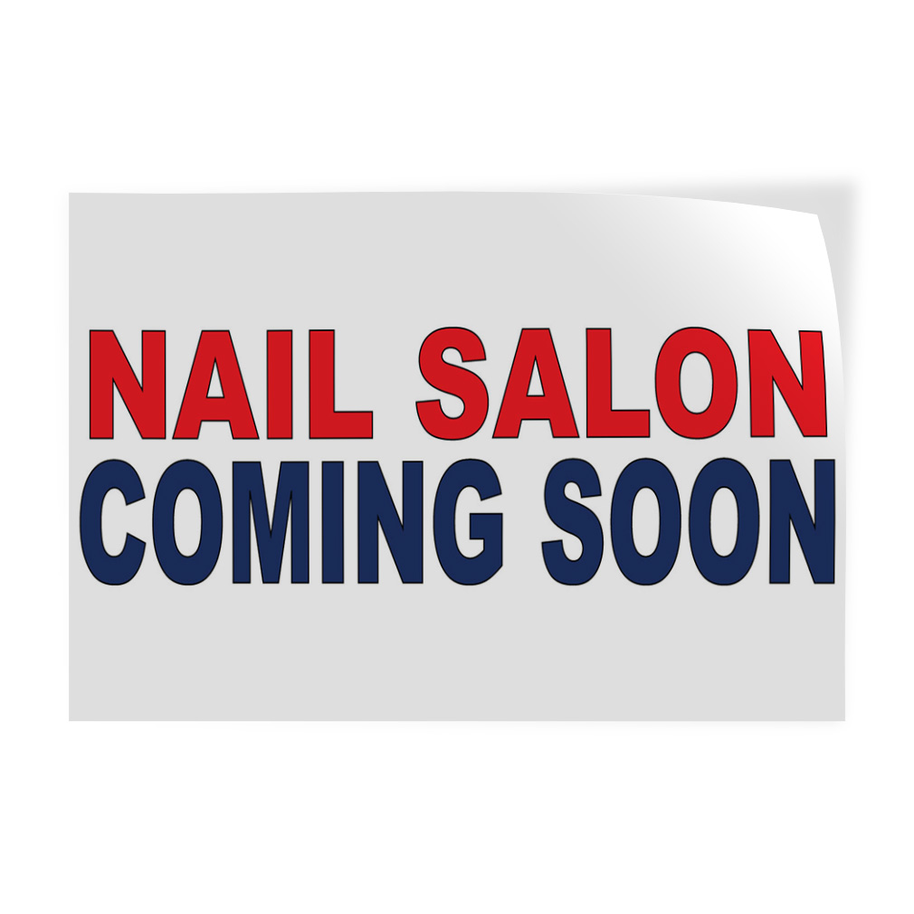 Decal Stickers Nail Salon Coming Soon Red Blue Vinyl Store Sign Label ...