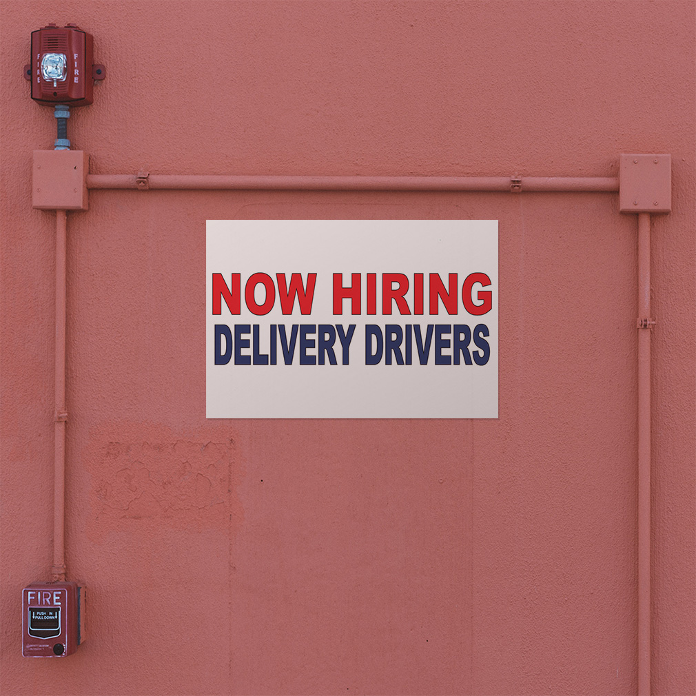 Decal Stickers Now Hiring Delivery Drivers Red Blue Vinyl Store Sign ...