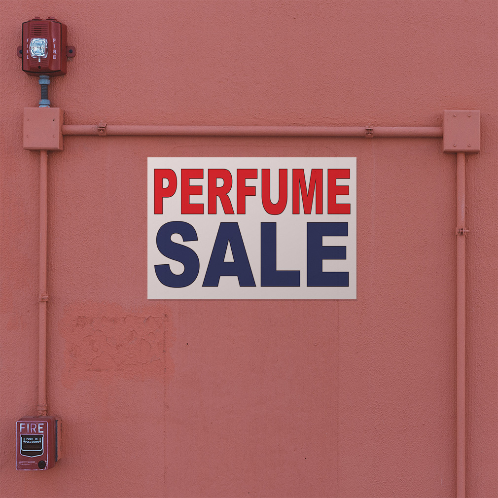 Decal Stickers Perfume Sale Red Blue Vinyl Store Sign Label Business | eBay