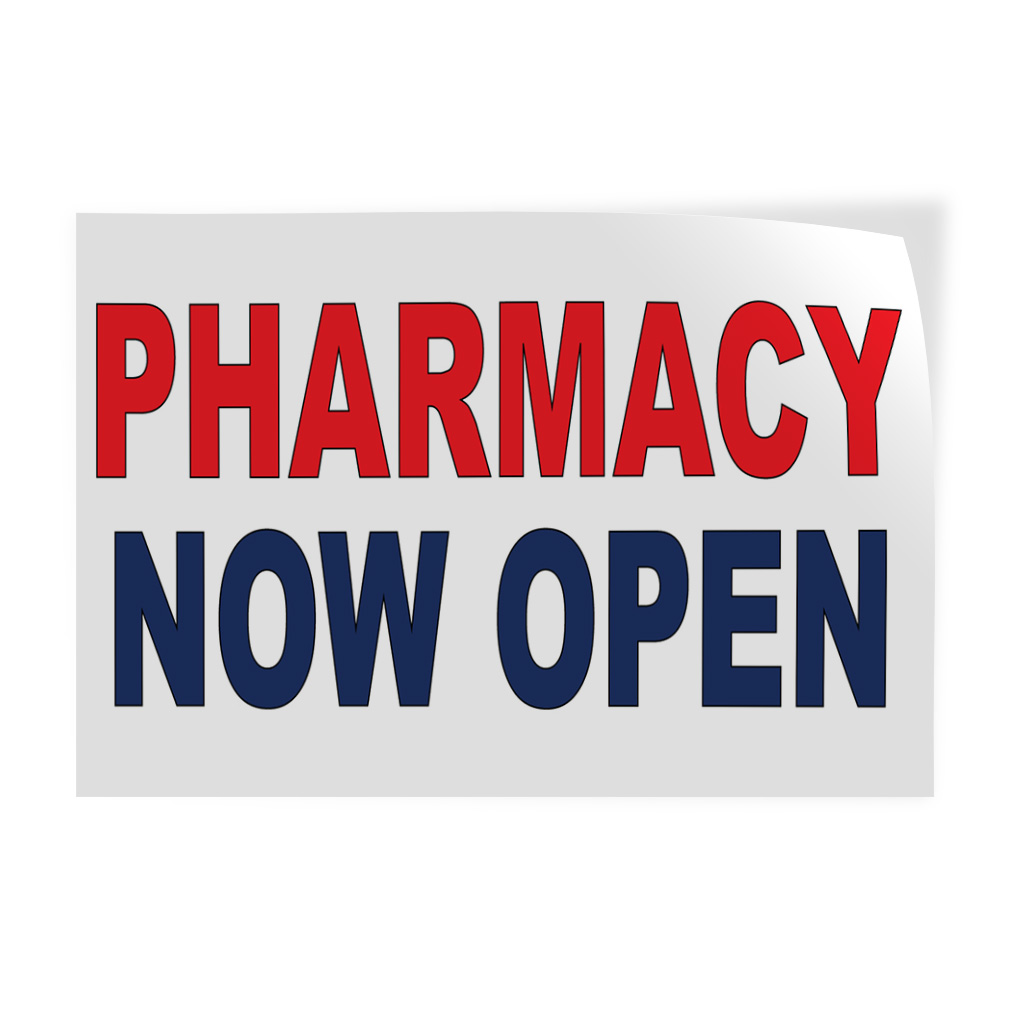 Decal Stickers Pharmacy Now Open Red Blue Vinyl Store Sign Label ...