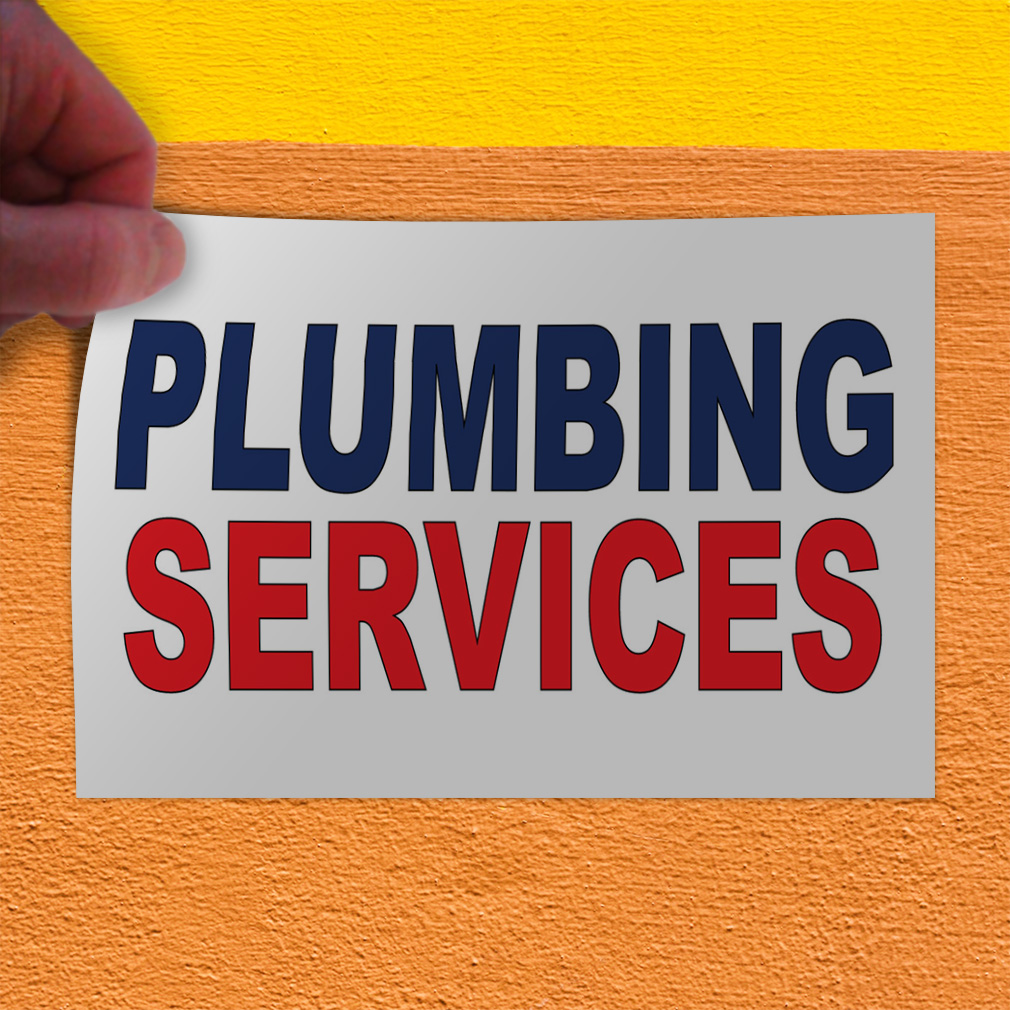 Decal Stickers Plumbing Services Blue Red Vinyl Store Sign Label ...