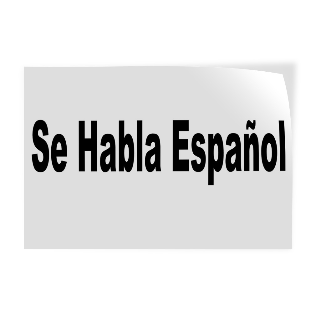 Decal Stickers Se Habla Espanol Black B Vinyl Store Sign Label Foreign ...