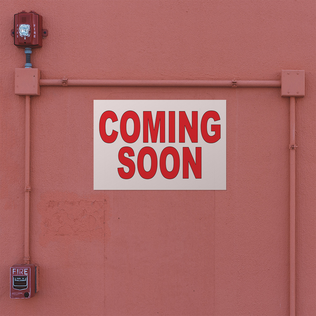 Decal Stickers Coming Soon Red B Vinyl Store Sign Label Business | eBay