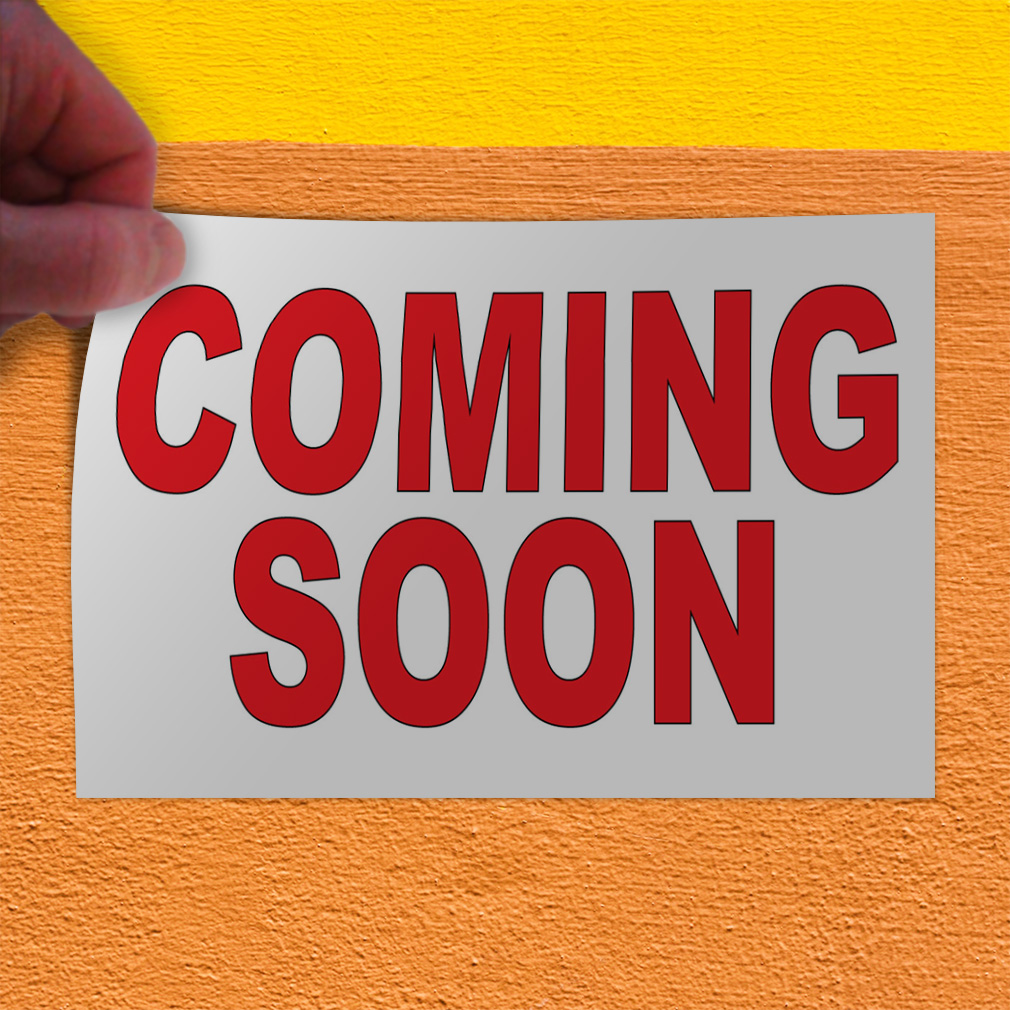 Decal Stickers Coming Soon Red B Vinyl Store Sign Label Business | eBay