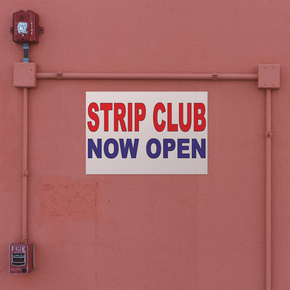 Decal Stickers Strip Club Now Open Red Blue Vinyl Store Sign Label ...
