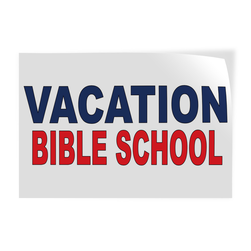 Decal Stickers Vacation Bible School Blue Red Vinyl Store Sign Label ...