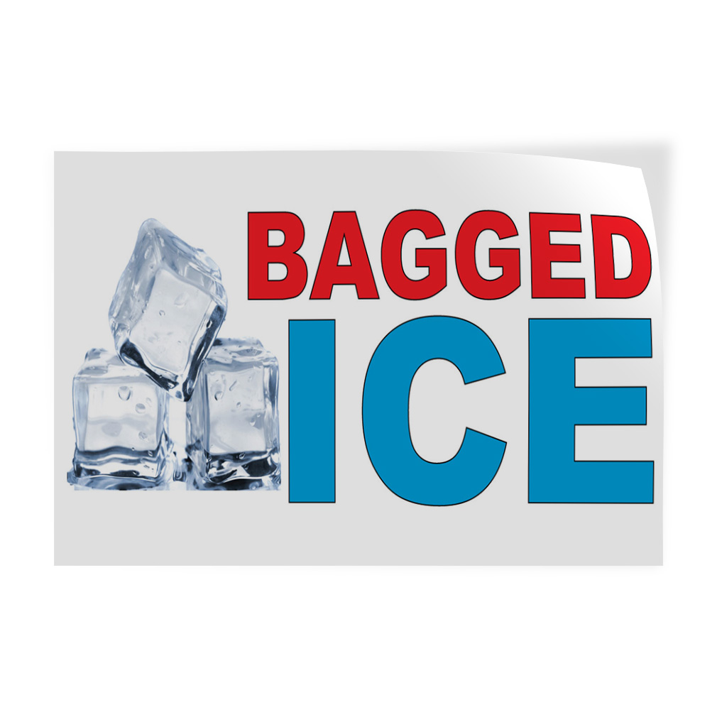 Decal Stickers Bagged Ice Red Blue Food Bar Restaurant Food Truck Vinyl ...