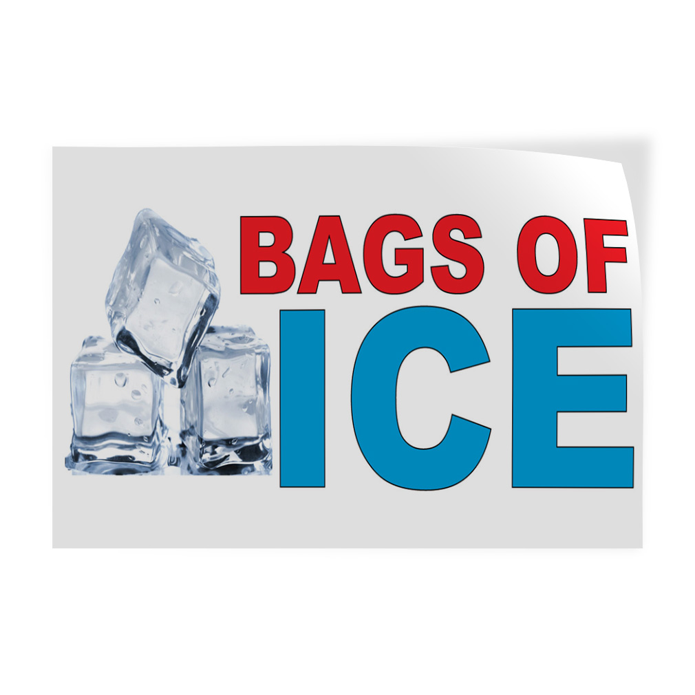 Decal Stickers Bags of Ice Red Blue Food Bar Restaurant Food Truck ...