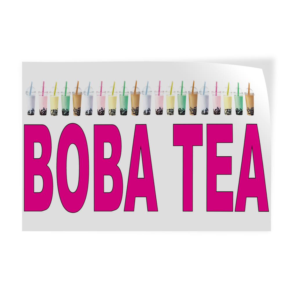 Decal Stickers Boba Tea Pink Food Bar Restaurant Food Truck Store Sign ...