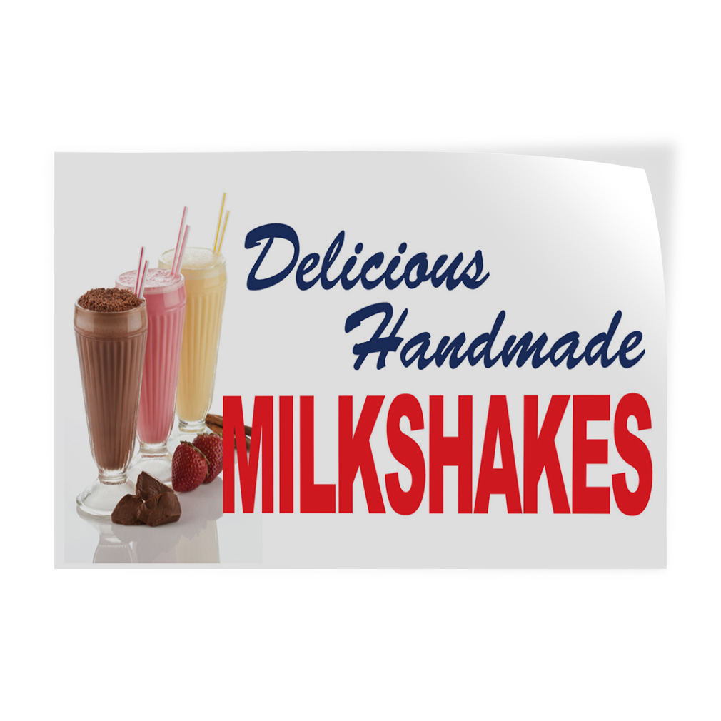 Decal Stickers Delicious Handmade Milkshakes Blue Red Food Bar ...