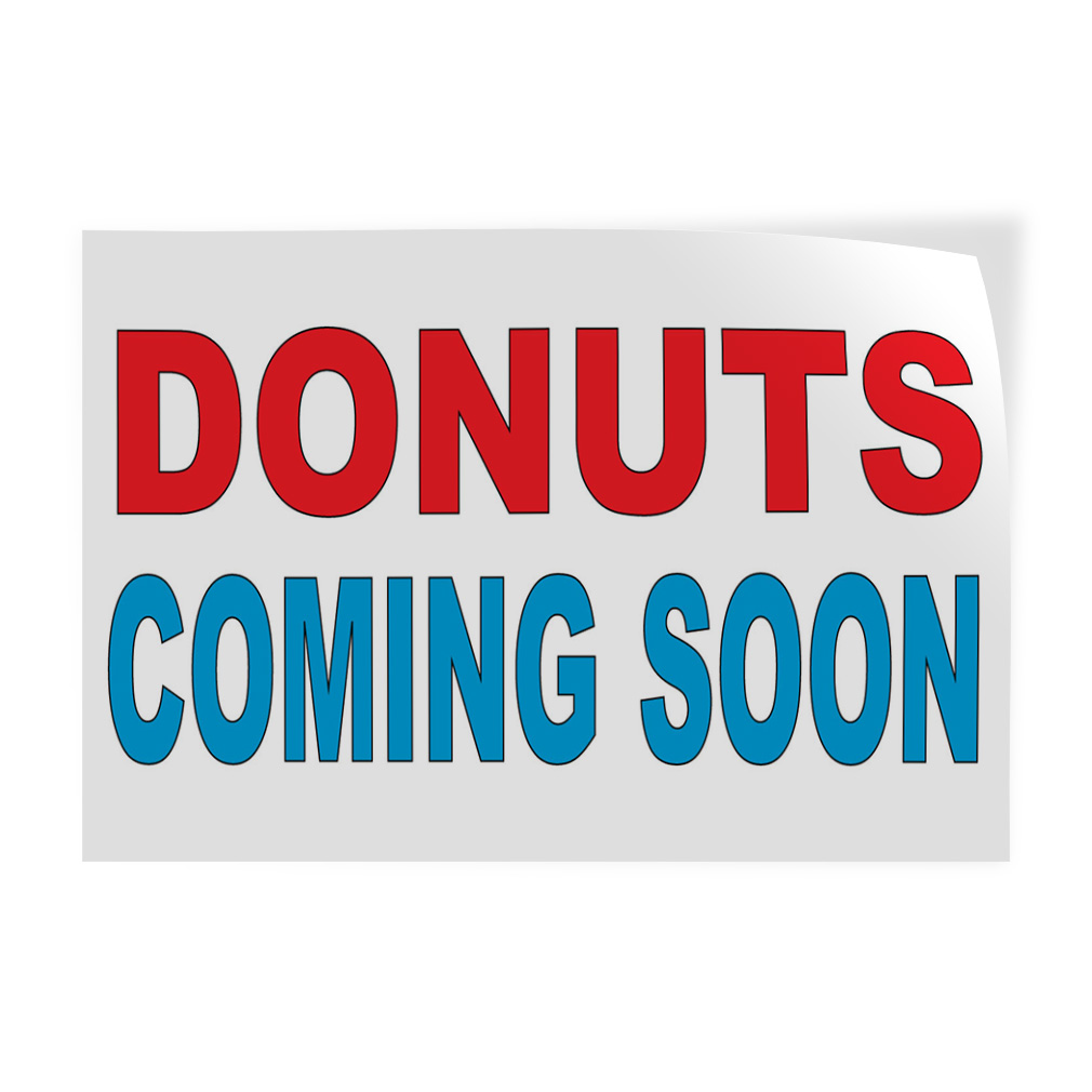 Decal Stickers Donuts Coming Soon Red Blue Food Bar Restaurant Food ...