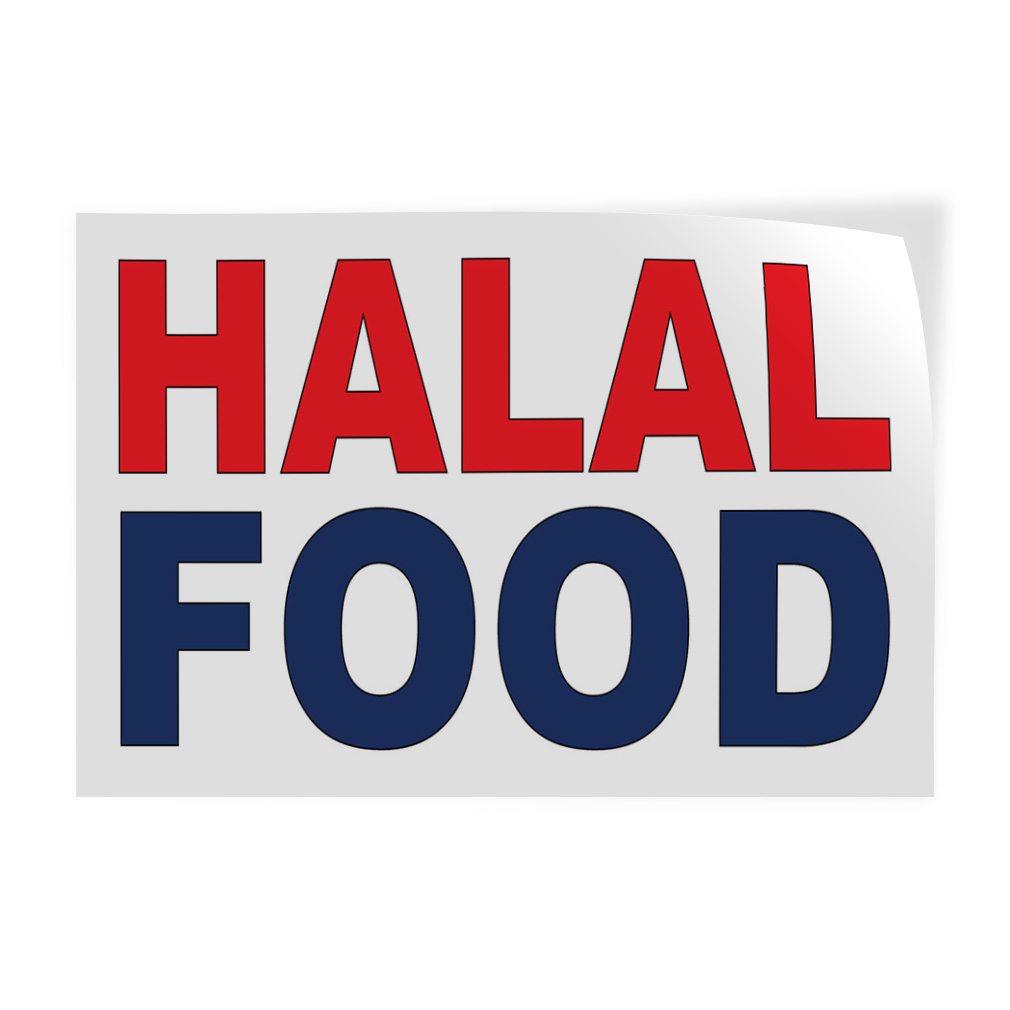 Decal Stickers Halal Food Red Blue Food Bar Restaurant Food Truck Vinyl ...