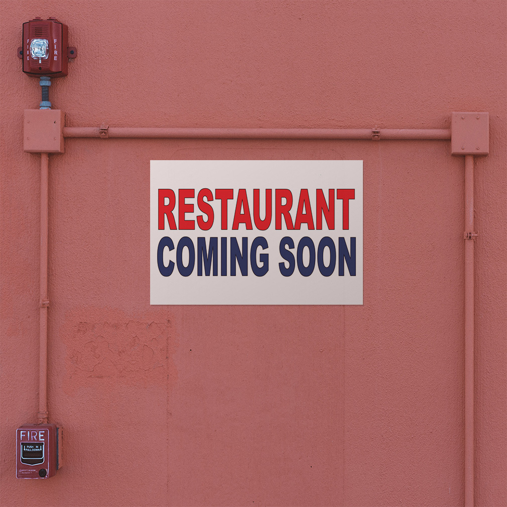 Decal Stickers Restaurant Coming Soon Red Blue Food Bar Restaurant ...